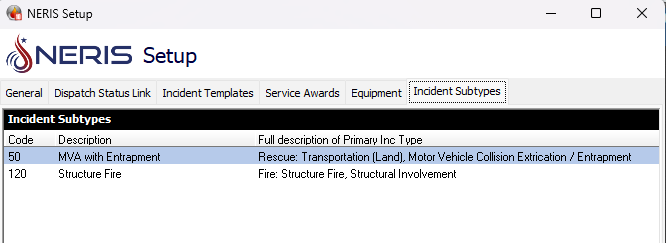 6. Incident Subtypes (NERIS Setup) – Alpine Software